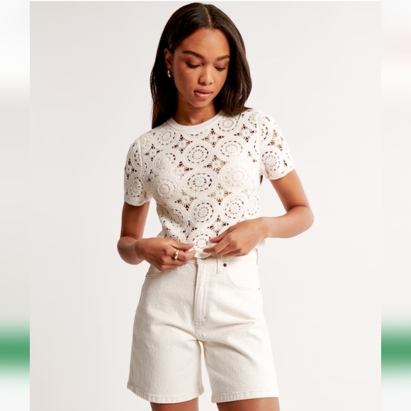 Abercrombie & Fitch | Tops | Abercrombie Fitch Crochet Mosaic Tile Tee ...